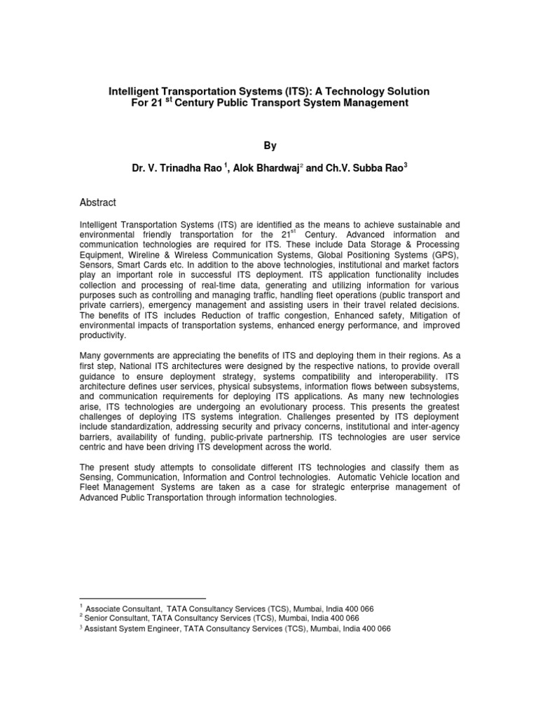 Intelligent Transportation Systems | PDF | Public Transport | Transport