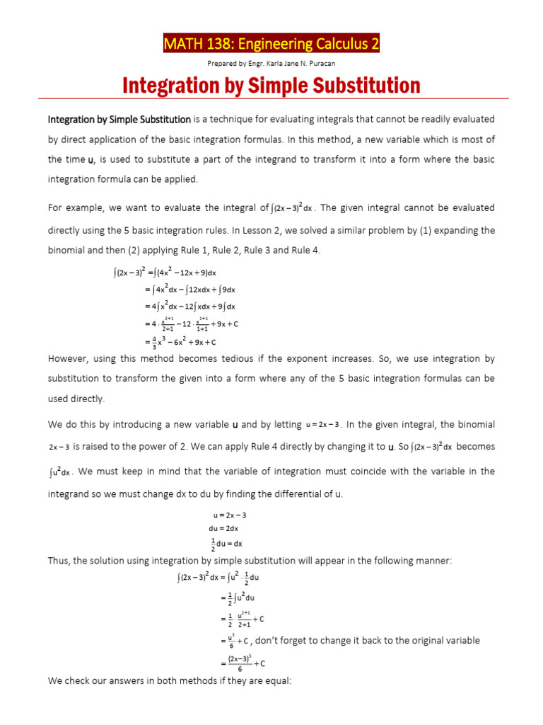 Math138.Lesson 3 | PDF | Integral | Mathematical Concepts
