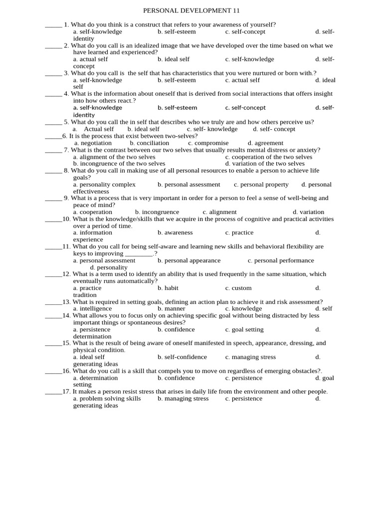 Understanding Self-Concept and Personal Growth | PDF | Self Concept ...