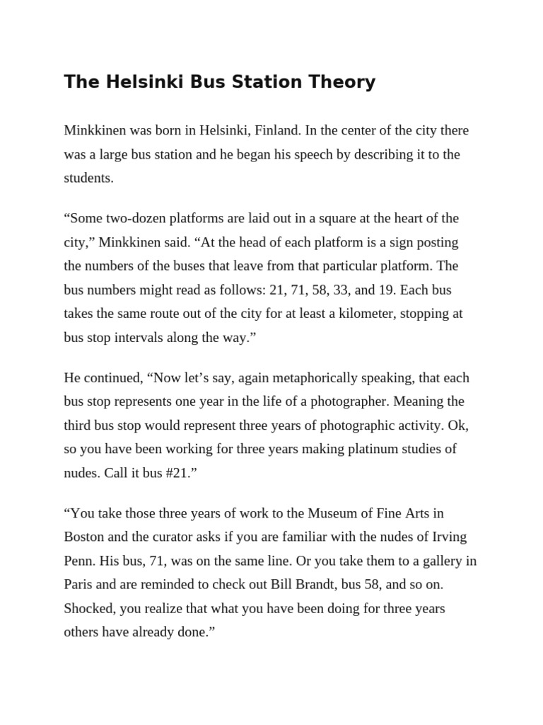 The Helsinki Bus Station Theory | PDF