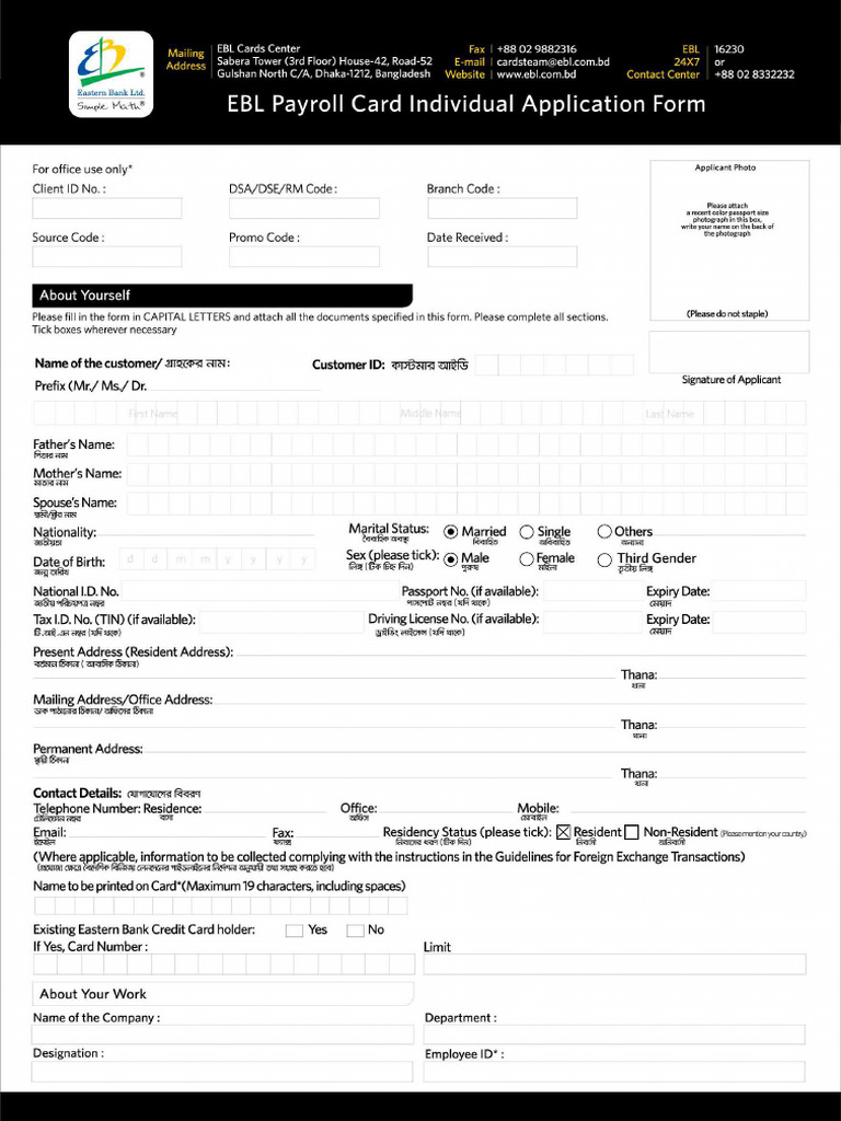2. EBL Account Opening Form (Editable) | PDF