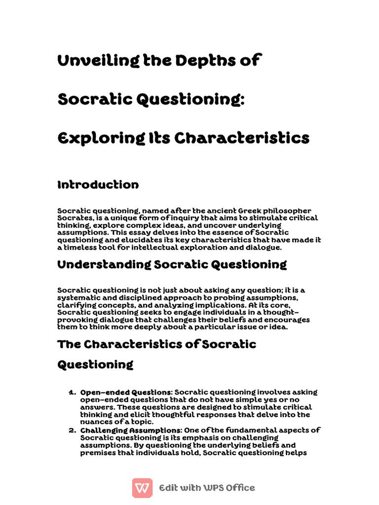 Socratic Questioning Group Work | PDF | Critical Thinking | Medicine
