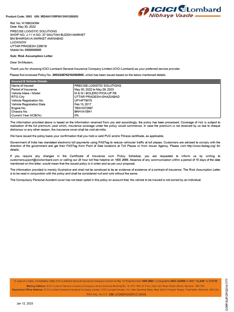 9070 POLICY | PDF | Insurance | Pro Rata