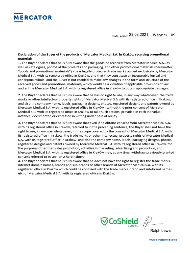 Declaration | PDF | Trademark | Intellectual Property