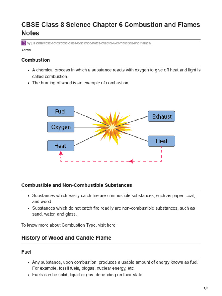 CBSE Class 8 Science: Combustion & Flames | PDF | Combustion | Fires