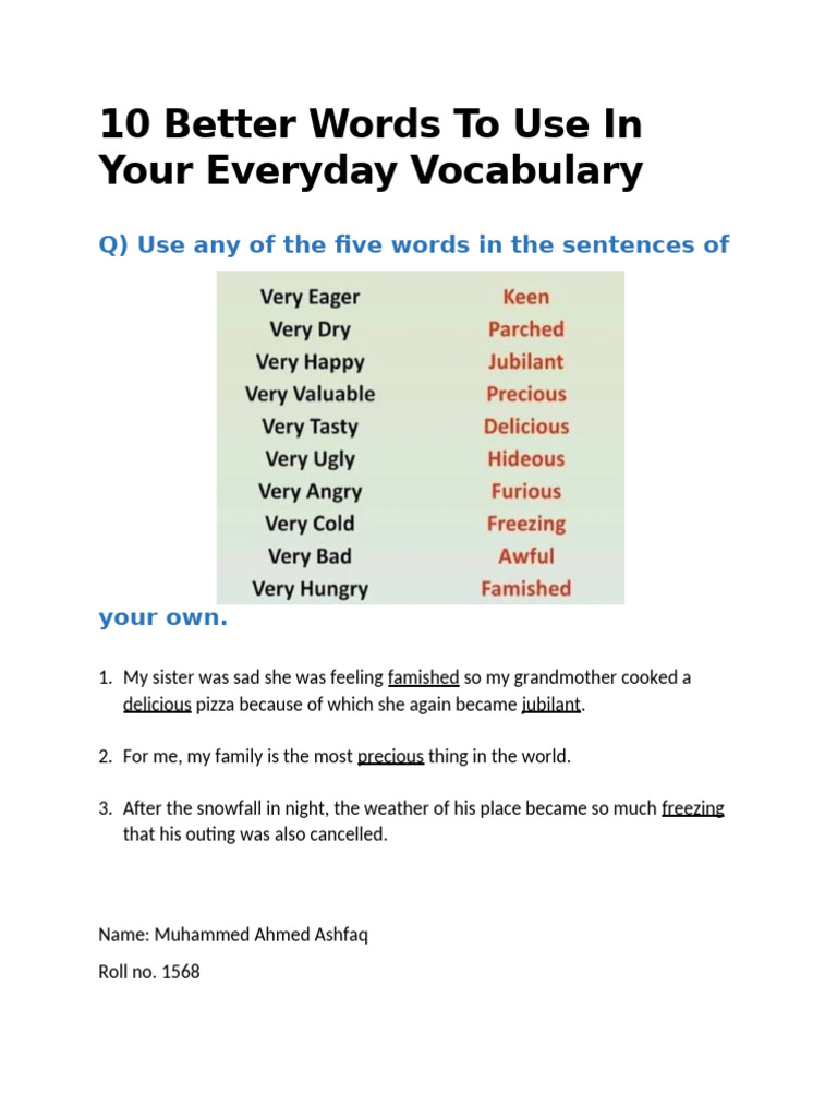 10 Better Words To Use in Your Everyday Vocabulary-New | PDF