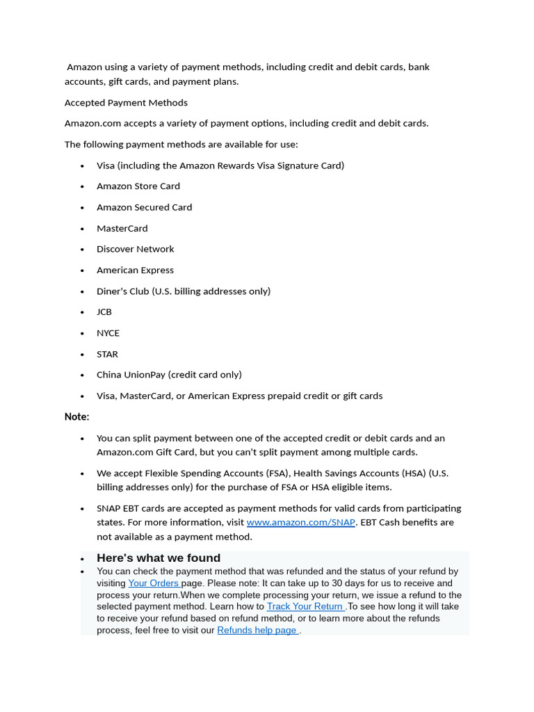 Amazon Using A Variety of Payment Methods | PDF | Credit Card | Debit Card