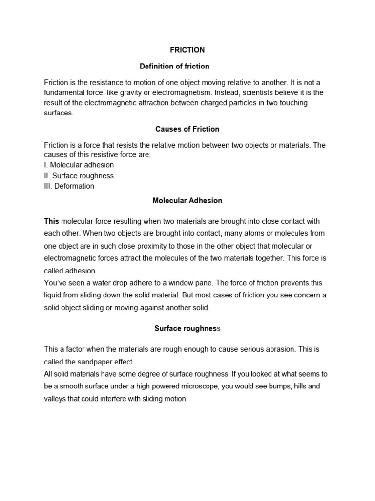 Understanding Friction: Causes, Effects, and Applications | PDF ...