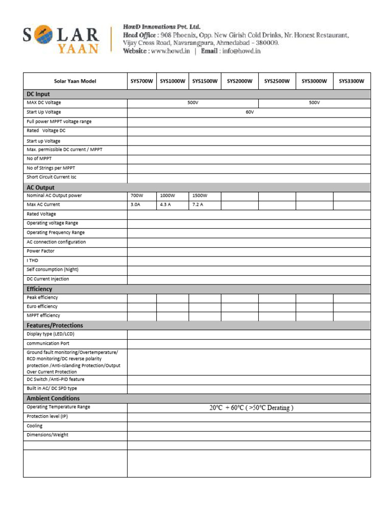 Solaryaan 1 Phase Datasheet July 22 | PDF | Alternating Current | Mains ...