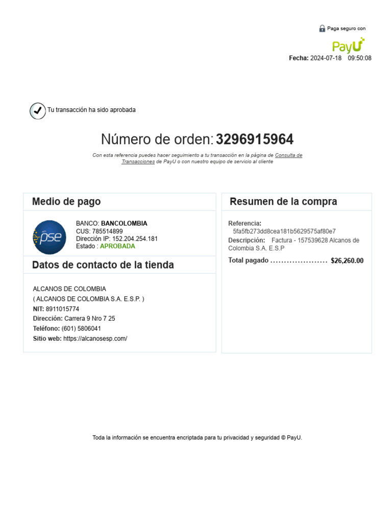 Confirmación de Pago Aprobado | PDF