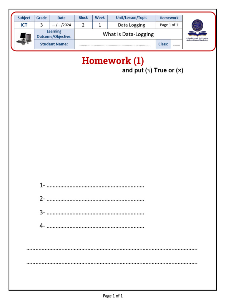 ICT G3 B2 What Is Data Logging HW1 | PDF