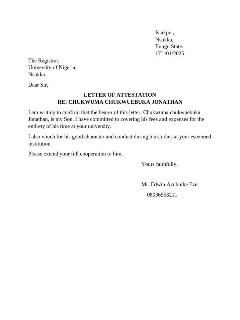 Attestation Letter | PDF
