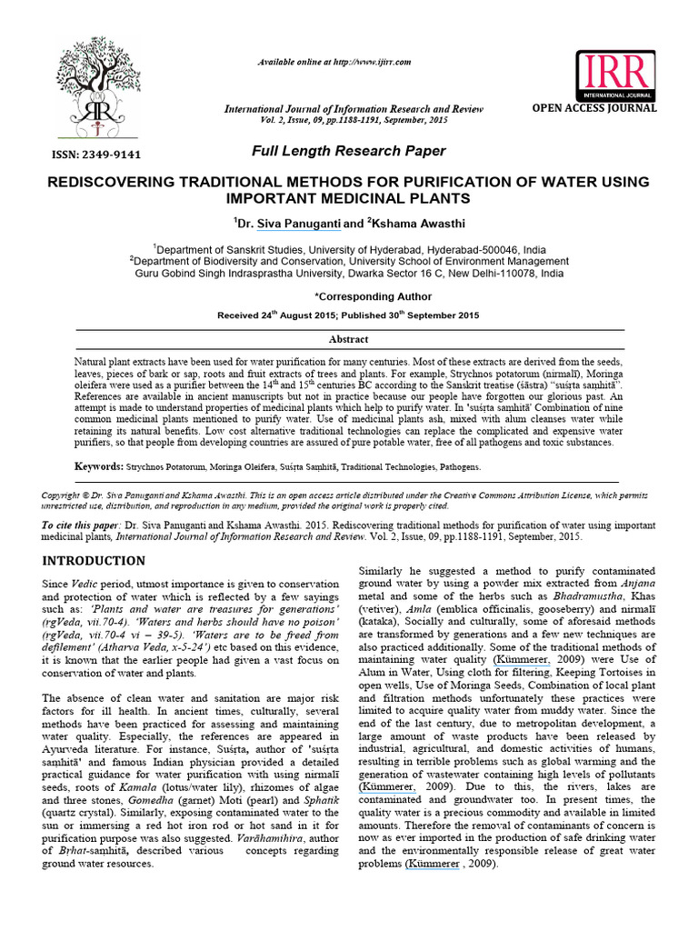 Rediscovering Traditional Methods For Pu | PDF | Water | Water Purification