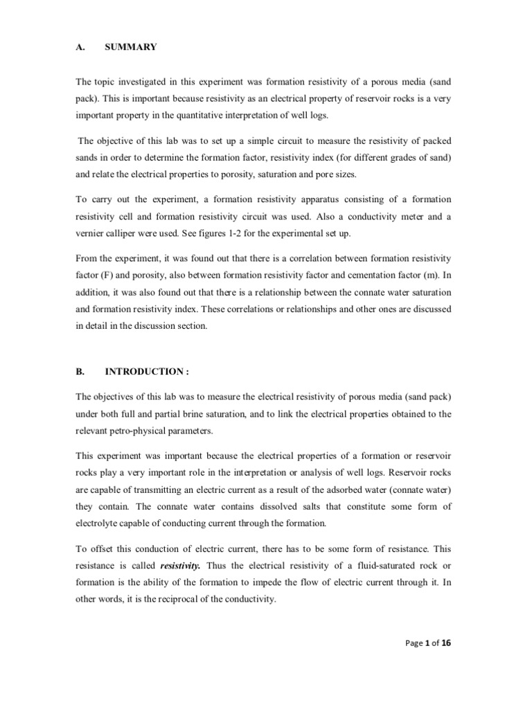 Formation Resistivity | PDF | Porosity | Electrical Resistivity And ...