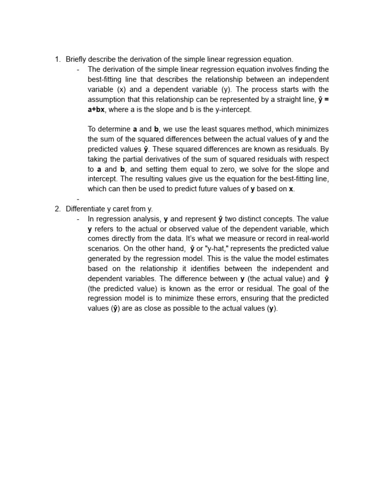 Deriving Simple Linear Regression | PDF