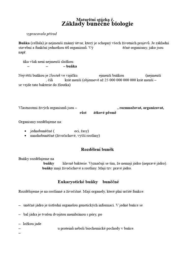 Základy Buněčné Biologie | PDF