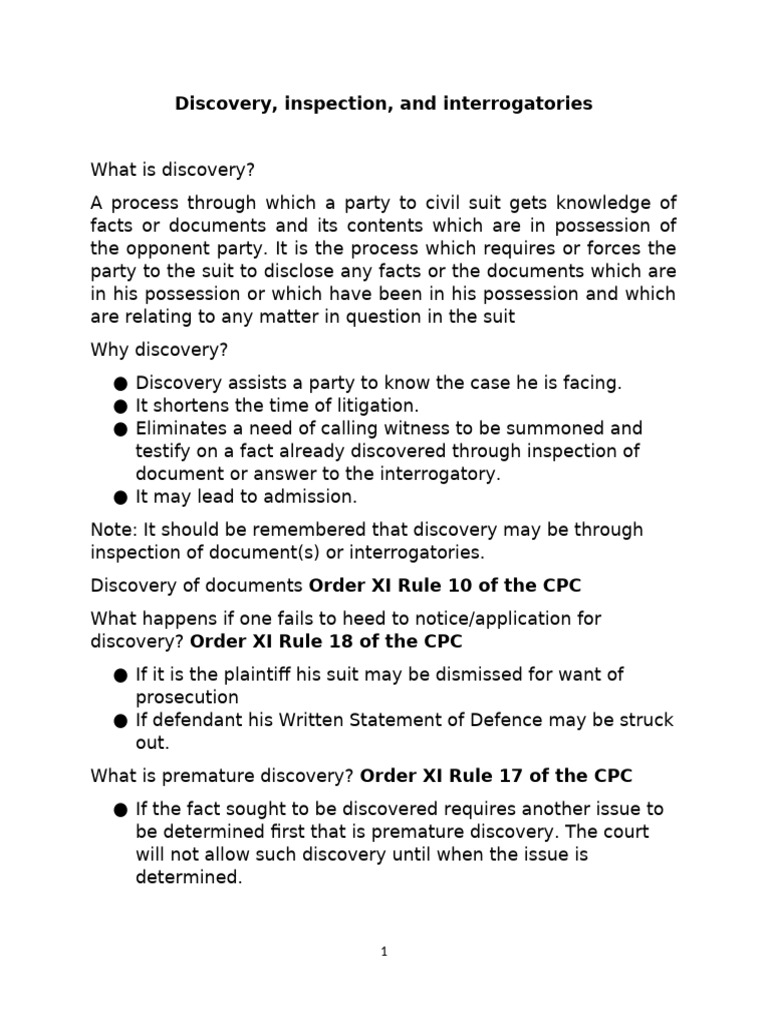 Understanding Discovery and Interrogatories | PDF | Discovery (Law ...