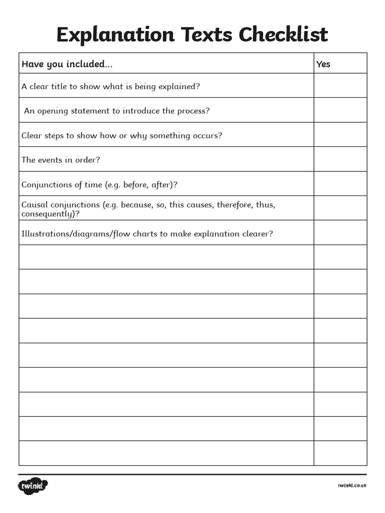 T2 E 308 Explanation Texts Checklist - Ver - 2 | PDF