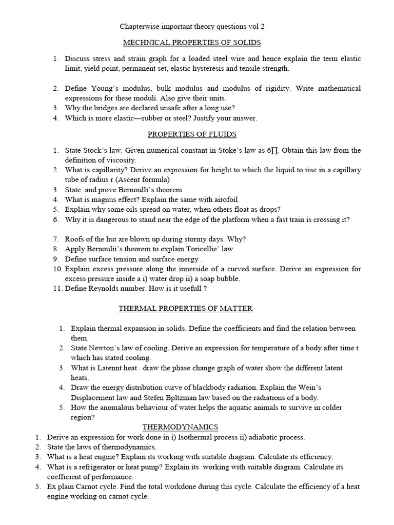 chapterwise imp thr qns 11th vol 2 | PDF | Gases | Heat