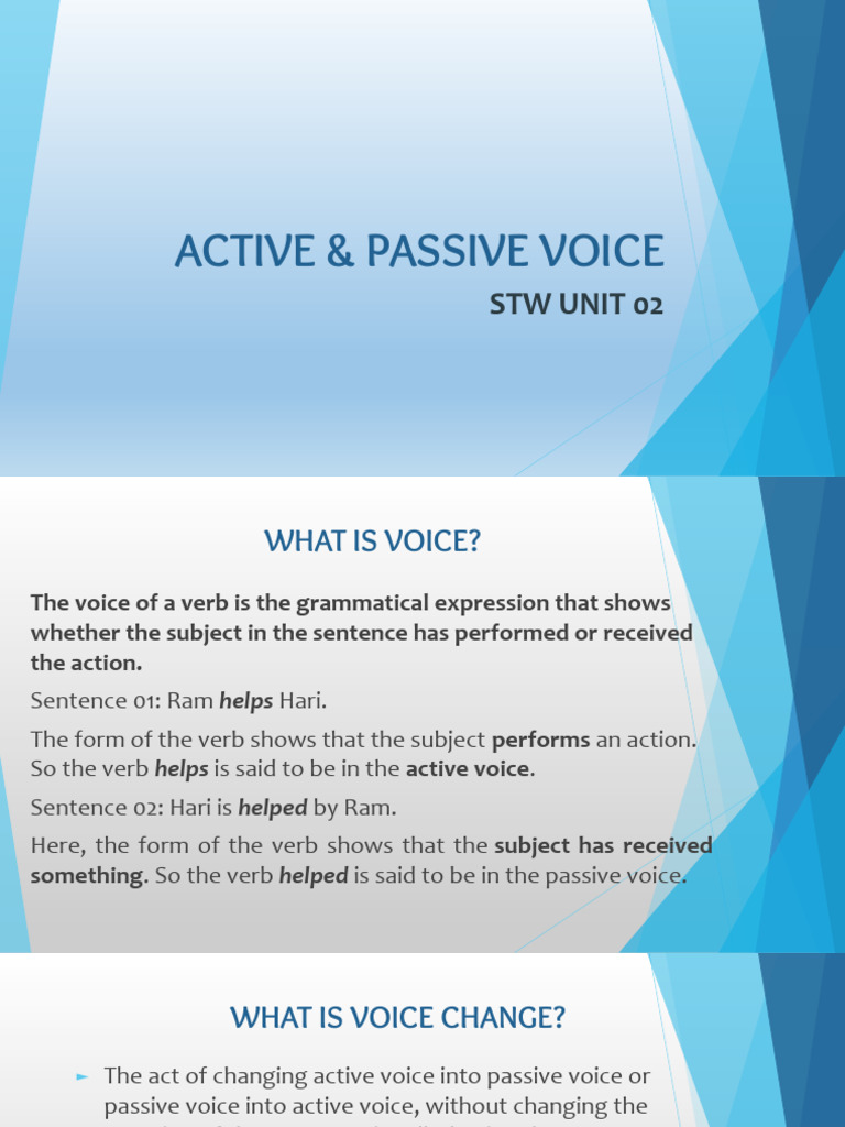 STW - 2 - 6 - Active - Passive Voice | PDF | Verb | Subject (Grammar)