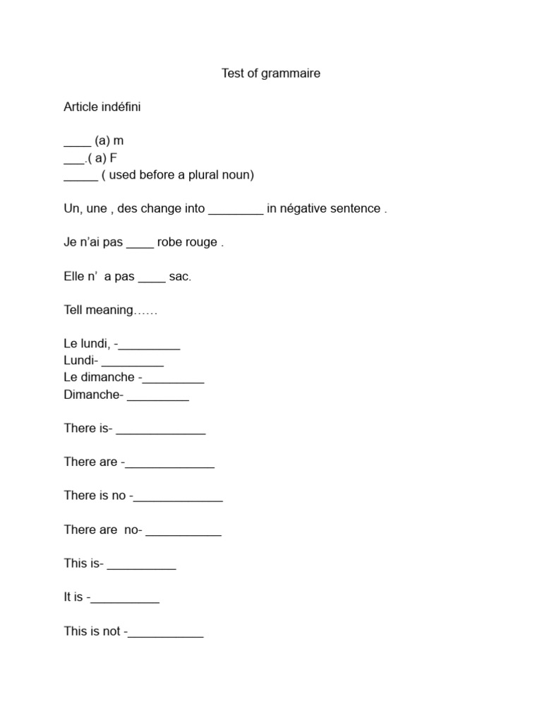 French Grammar Basics Guide | PDF