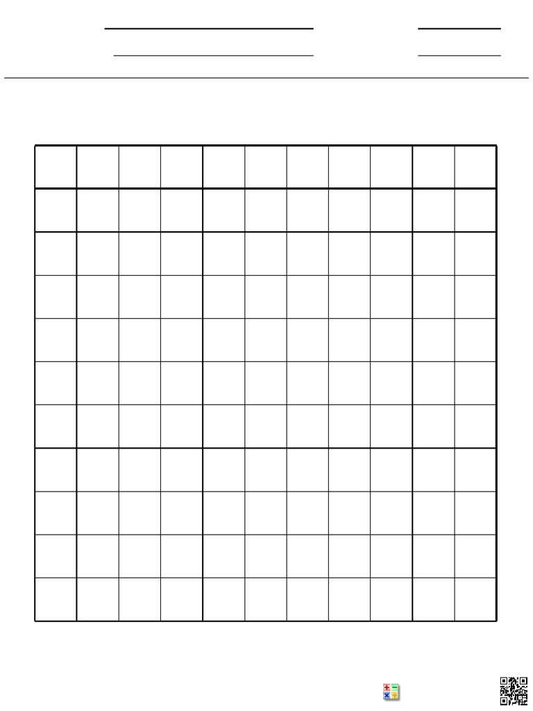 Multiplication Table Fill-in Worksheet | PDF