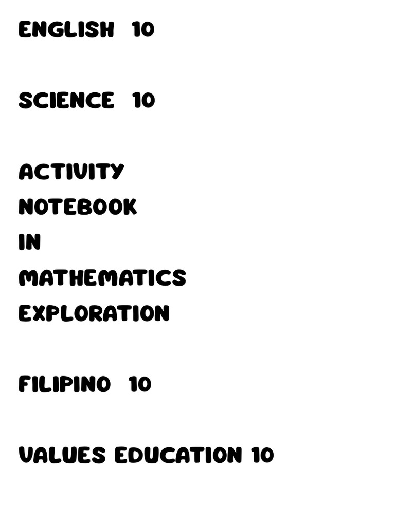Grade 10 Subject Activity Notebook | PDF