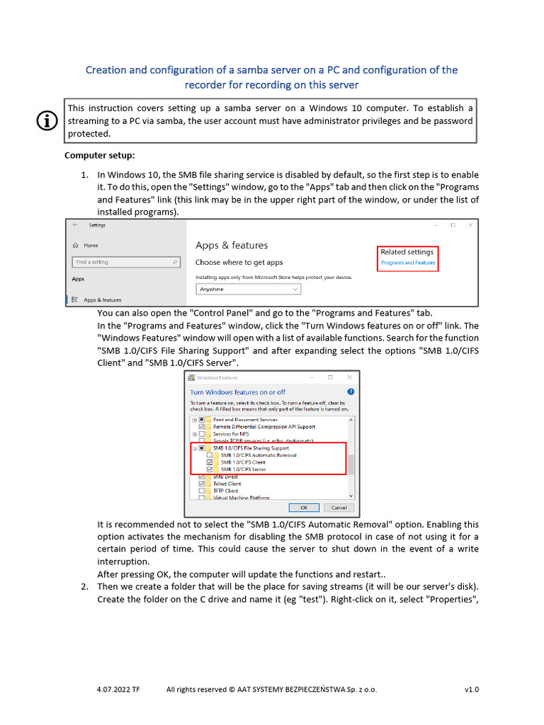 Creation and Configuration of A Samba Server On A PC - EN - PL - v1.0 | PDF