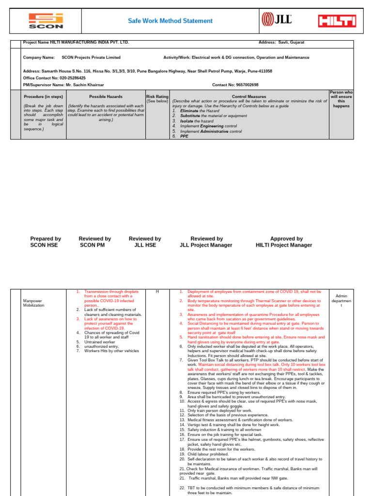 Electrical Work & DG Connection, Operation & Maintenance | PDF ...