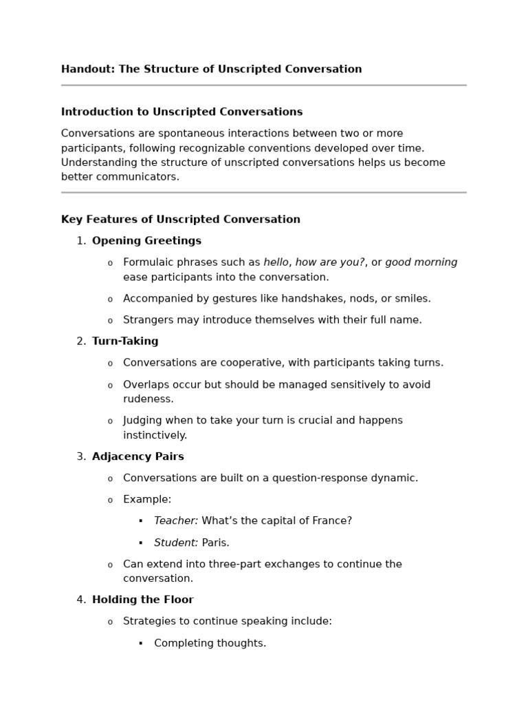 Handout | PDF | Conversation | Cognition