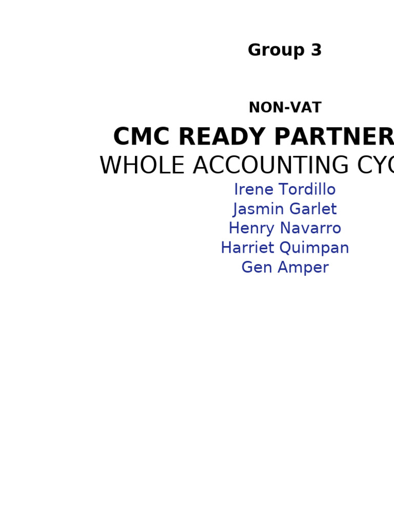 Group 2 Non Vat CMC Ready Partnership | PDF | Debits And Credits | Expense
