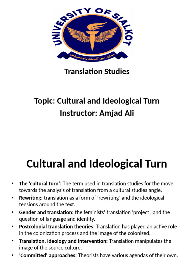 Translation Studies,, Lecture 4, Translation and Cultural Turn | PDF ...