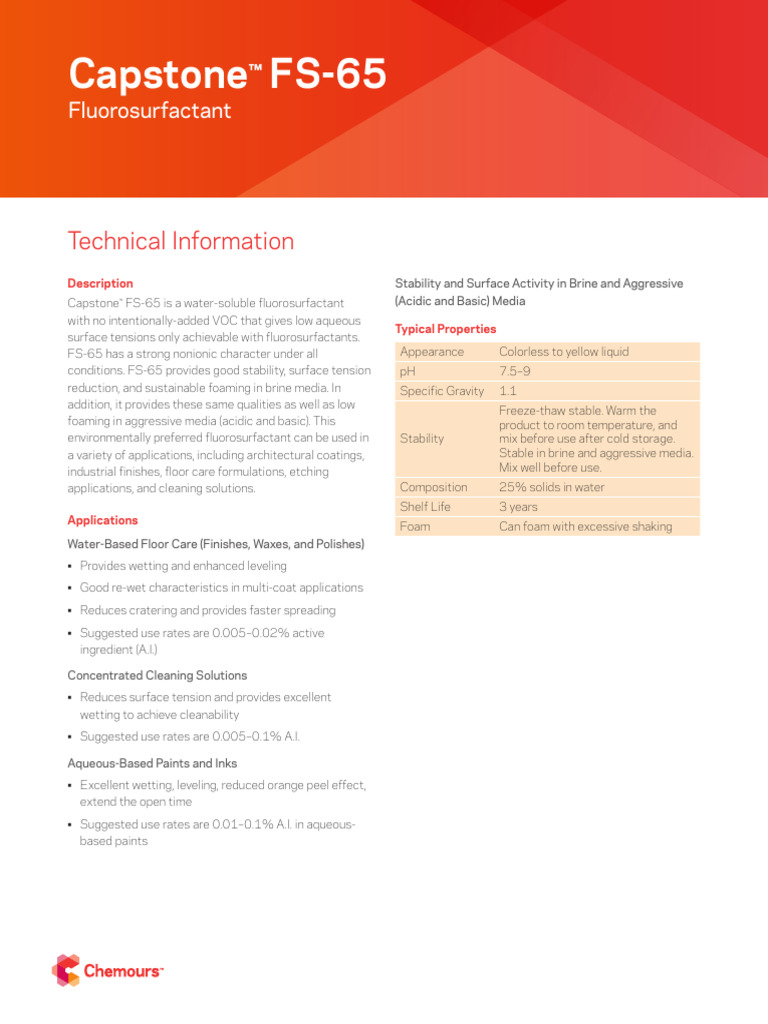 Capstone Fs 65 Technical Info | PDF | Paint | Foam