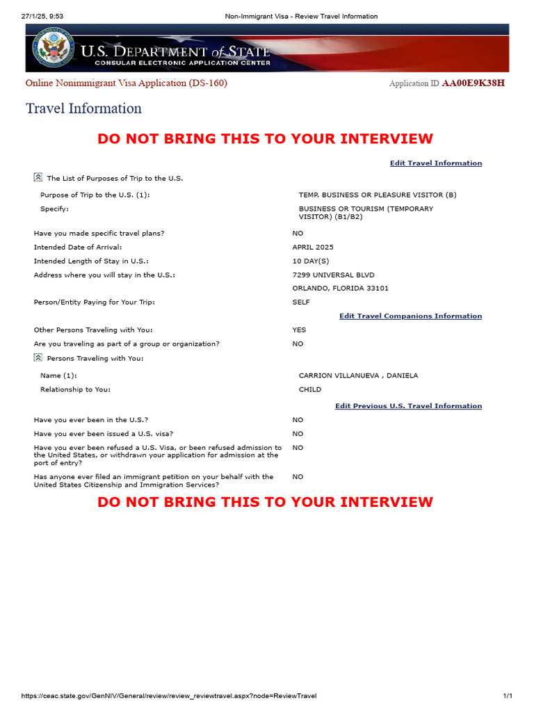 Non-Immigrant Visa - Review Travel InformationANGELICA | PDF | Travel ...