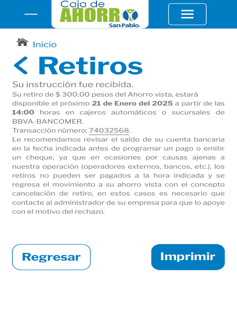 ODESSA Servicios en línea Retiros | PDF