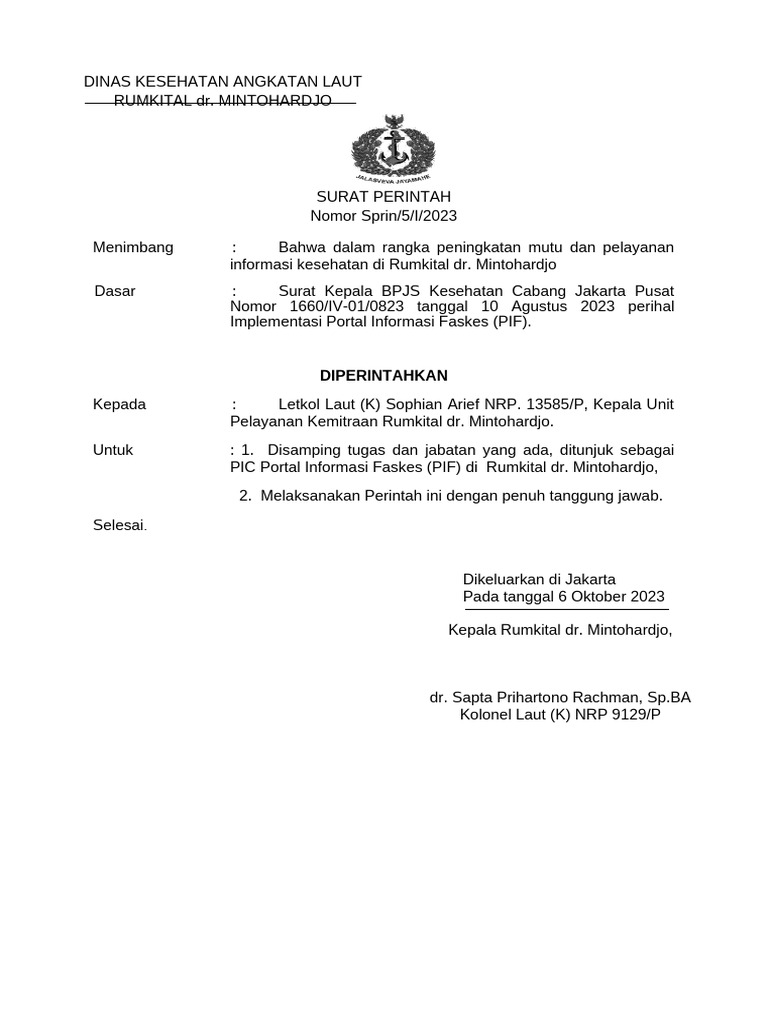 Surat Perintah Pif | PDF