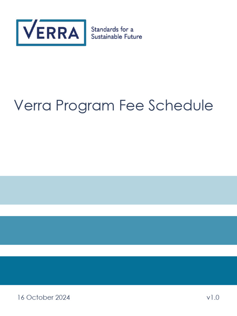 Verra Program Fee Schedule v1.0 | PDF | Securitization