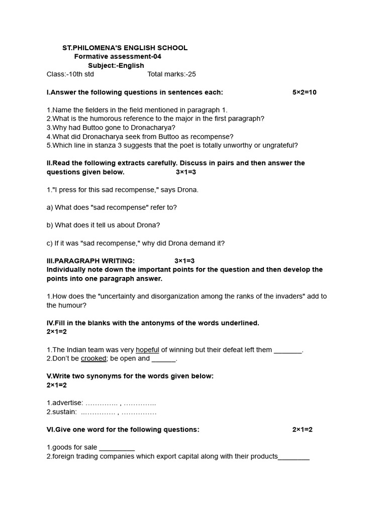 FA-4 Question Paper... | PDF