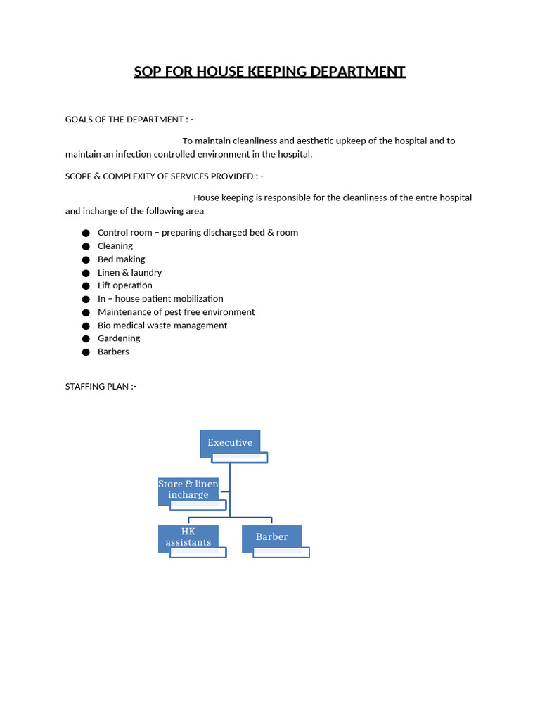 Hospital Housekeeping SOP Guide | PDF | Housekeeping | Toilet