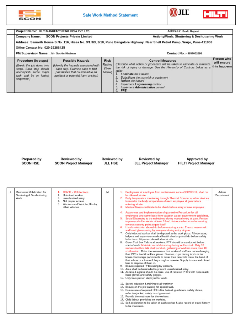 Shuttering and Deshuttering Safety Protocols | PDF | Personal ...