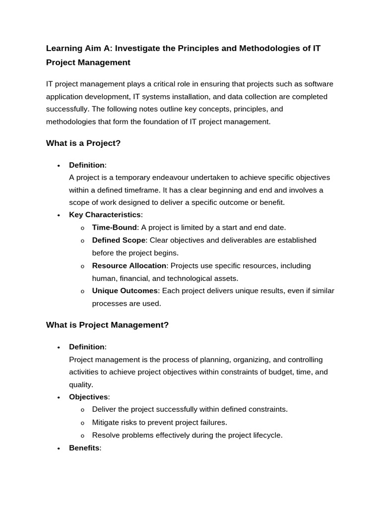 Learning Aim A | PDF | Project Management | Software Development Process