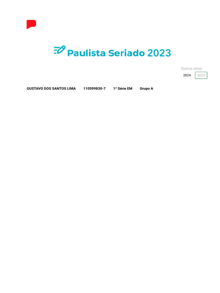 Nota da Prova Paulista 2023 | PDF