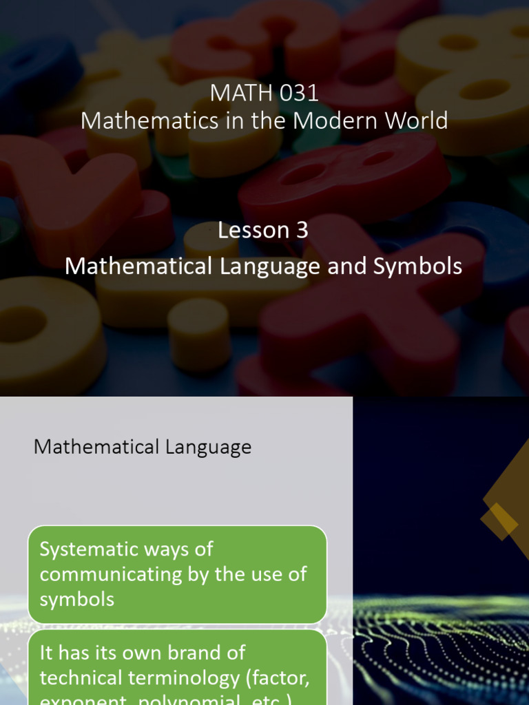 Lesson 3 Language and Symbols | PDF | Sentence (Linguistics) | Mathematics