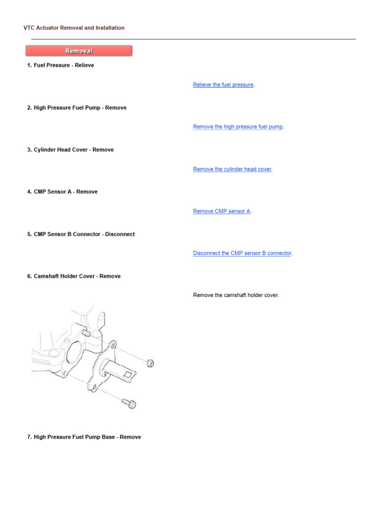 VTC Actuator Removal and Installation | PDF | Screw | Mechanical ...