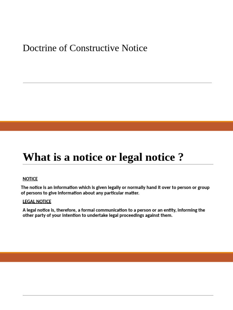 Doctrine of Constructive Notice | PDF | Business Law | Common Law