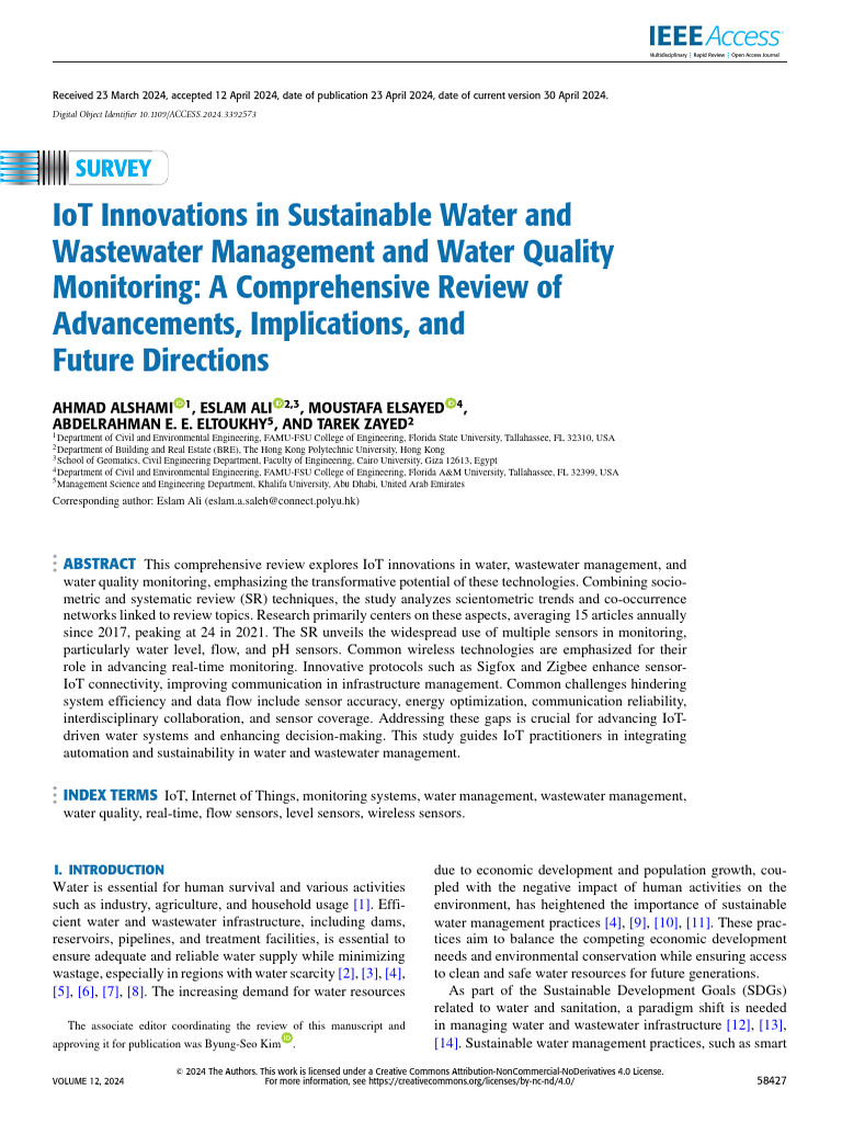IoT Innovations in Water Management Review | PDF | Internet Of Things ...