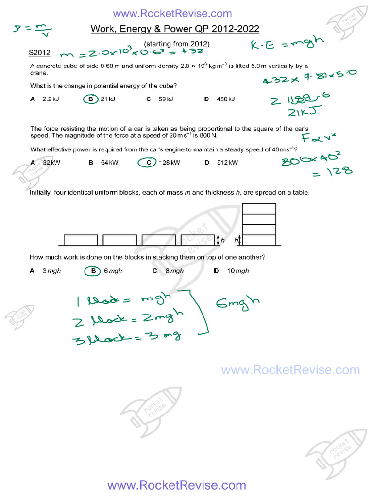 Work, Energy and Power QP Solved | PDF
