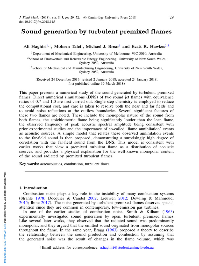 Sound Generation by Turbulent Premixed Flames | PDF | Turbulence ...