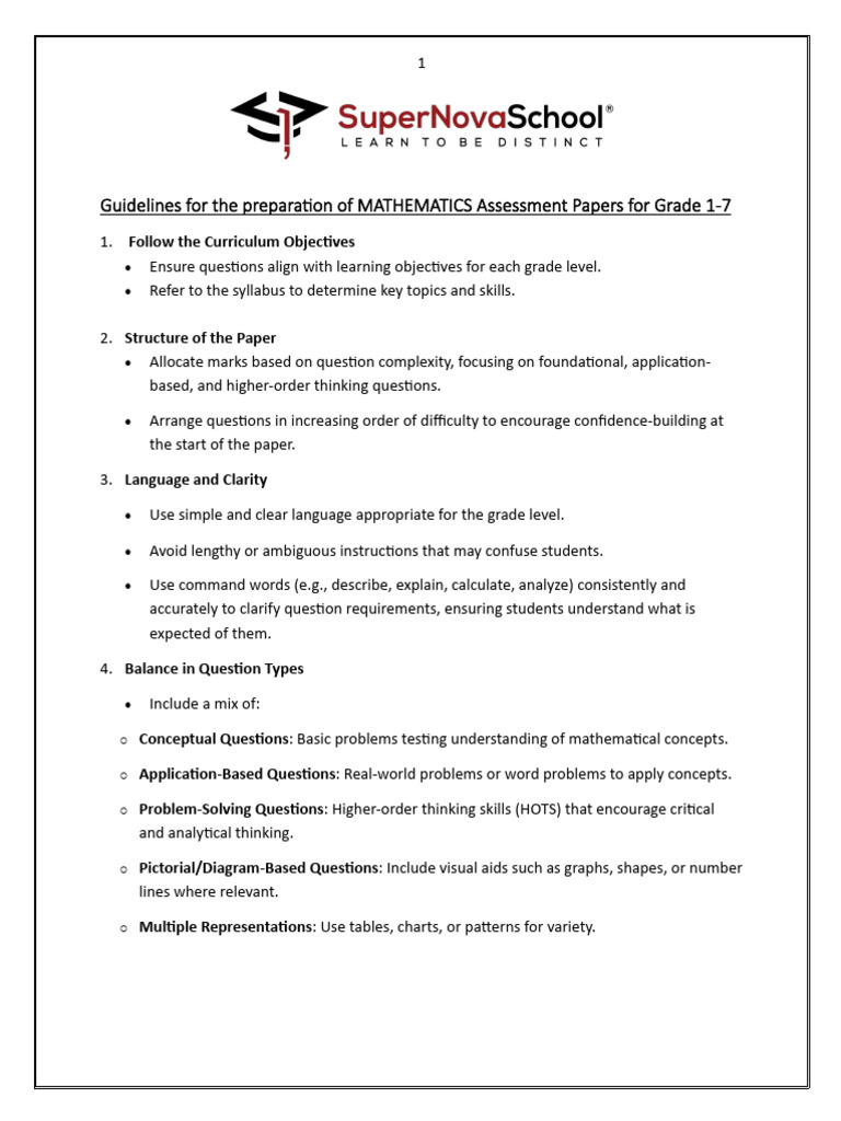 Guidelines for paper setters Mathematics | PDF | Thought | Curriculum