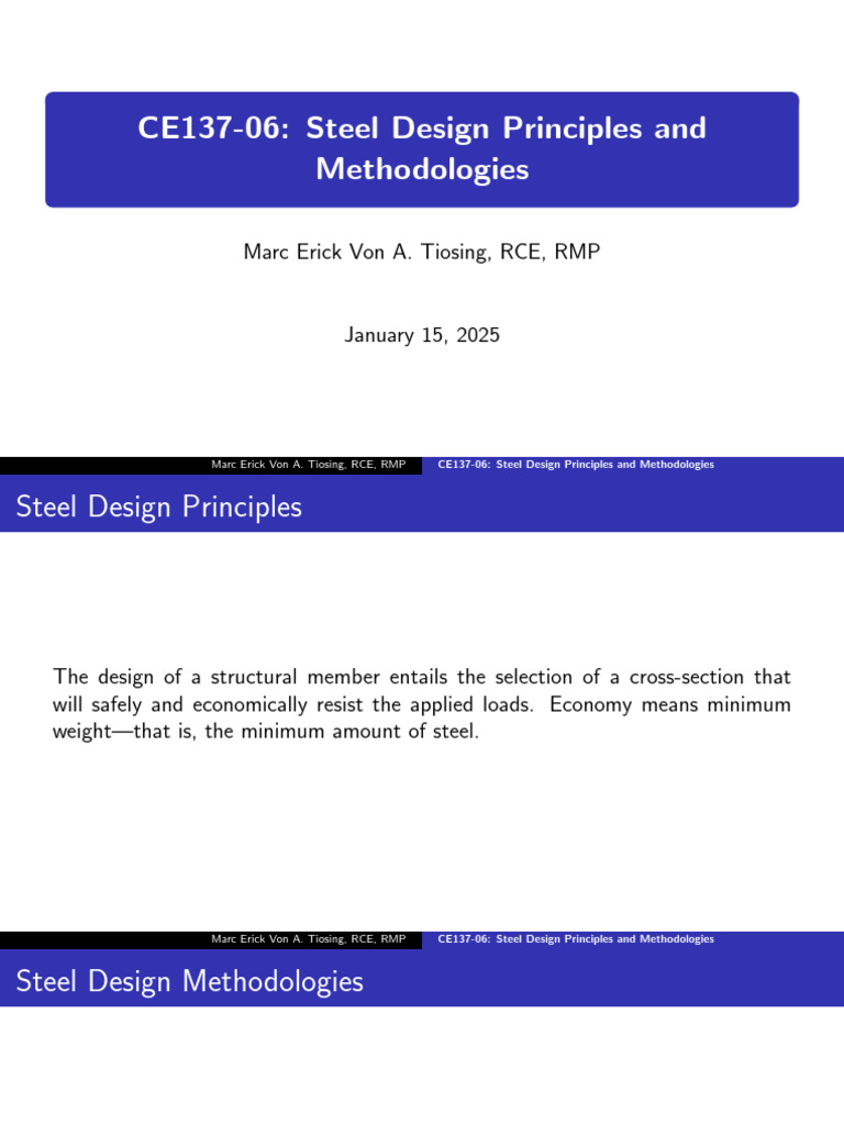 CE137-06 Steel Design Principles and Methodologies | PDF | Strength Of ...